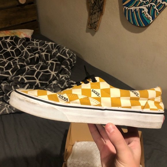 Vans | Shoes | Mens Canvas Yellow Checkered Vans | Poshmark